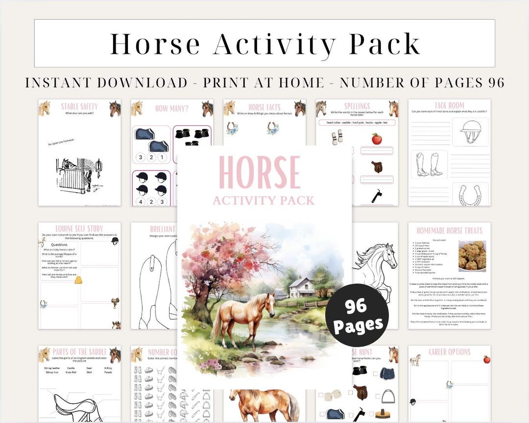 Horse Activity Book for Kids – Printable Horse Camp Workbook | Fun ...