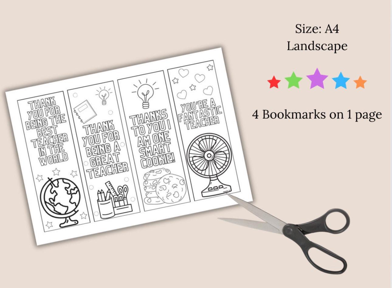 Teacher Appreciation Color Your Own Bookmark Printable | DIY Teacher ...
