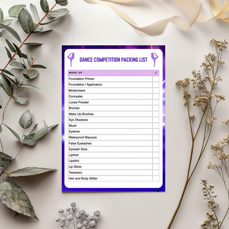 Editable Dance Competition Packing List Printable | Dance Checklist ...