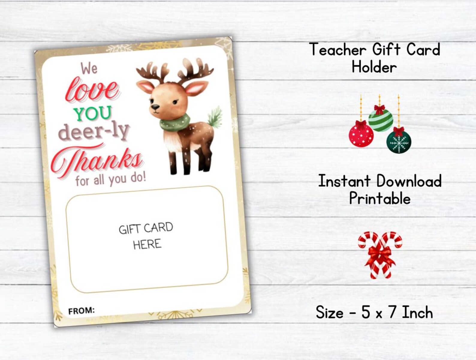 Printable Teacher Christmas Gift Card Holders, Christmas Teacher Gift ...