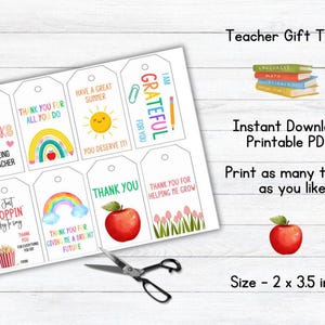 Teacher Gift Tags, Teacher Appreciation, Printable Teacher Gift Tags ...