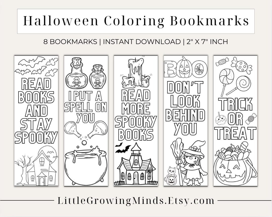 Halloween Colouring Bookmarks Printable | Halloween Bookmarks ...