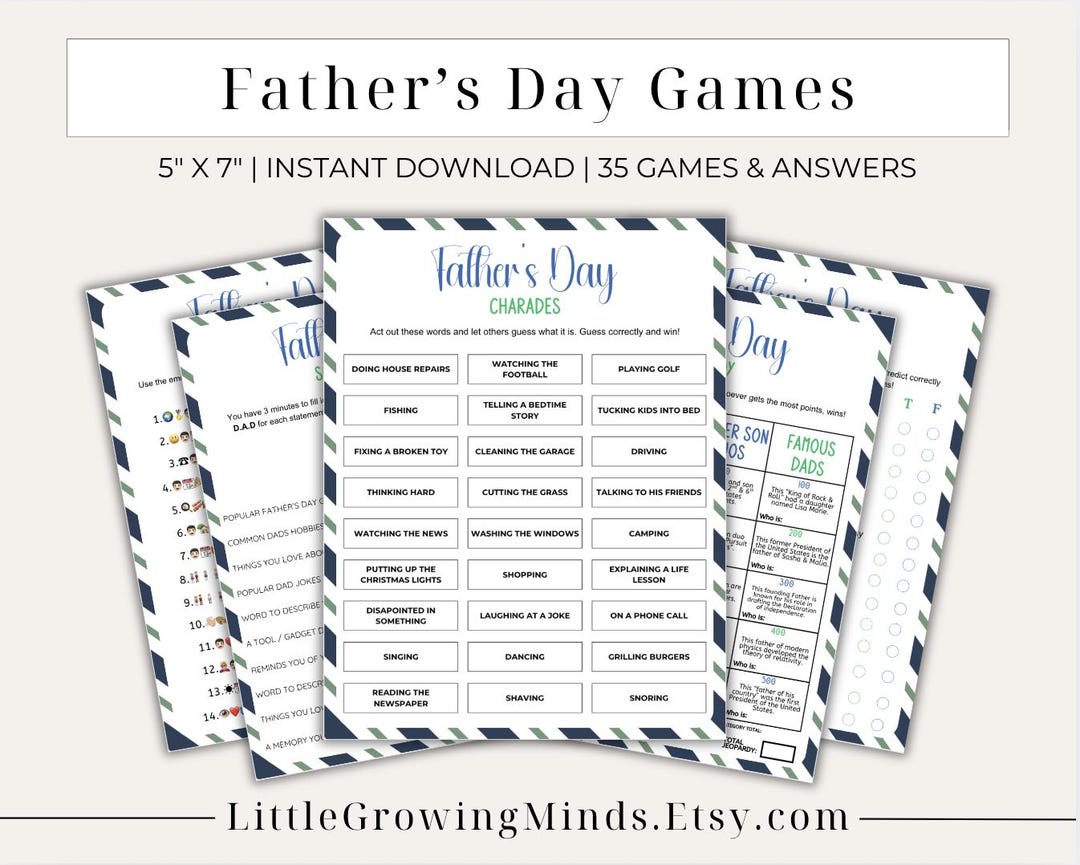 Father's Day Game Bundle | Printable Father's Day Games for Kids and ...