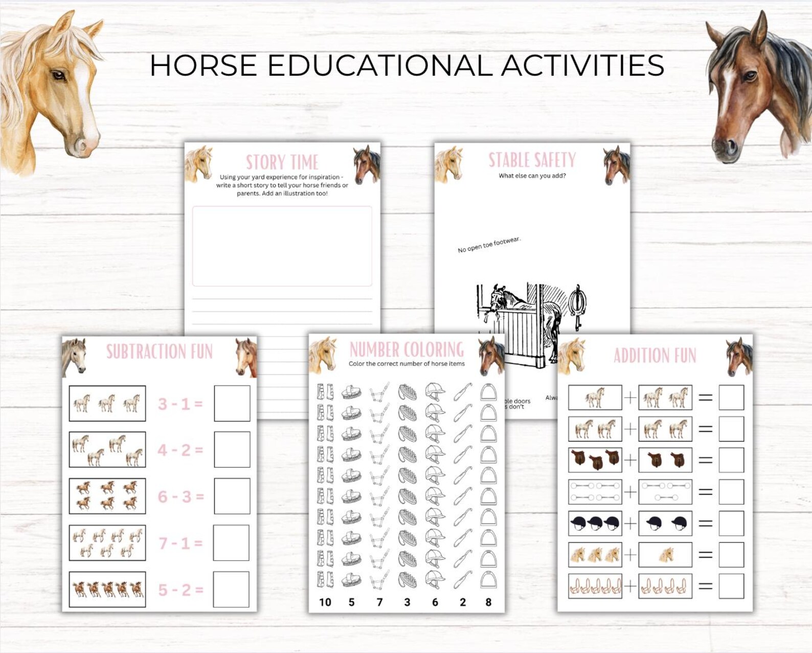 Horse Activity Book for Kids – Printable Horse Camp Workbook | Fun ...