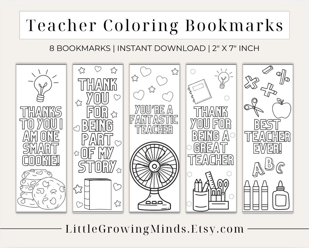 Teacher Appreciation Color Your Own Bookmark Printable | DIY Teacher ...