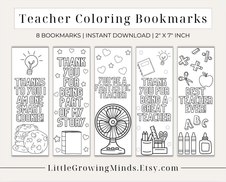 Teacher Appreciation Color Your Own Bookmark Printable | DIY Teacher ...