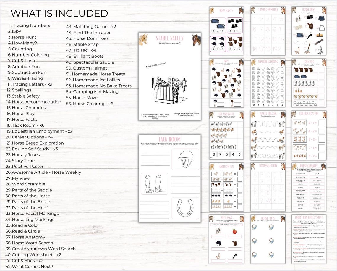 Horse Activity Book for Kids – Printable Horse Camp Workbook | Fun ...