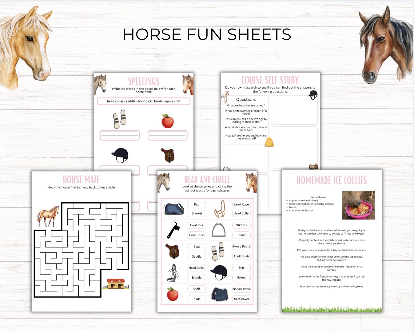 Horse Activity Book for Kids – Printable Horse Camp Workbook | Fun ...