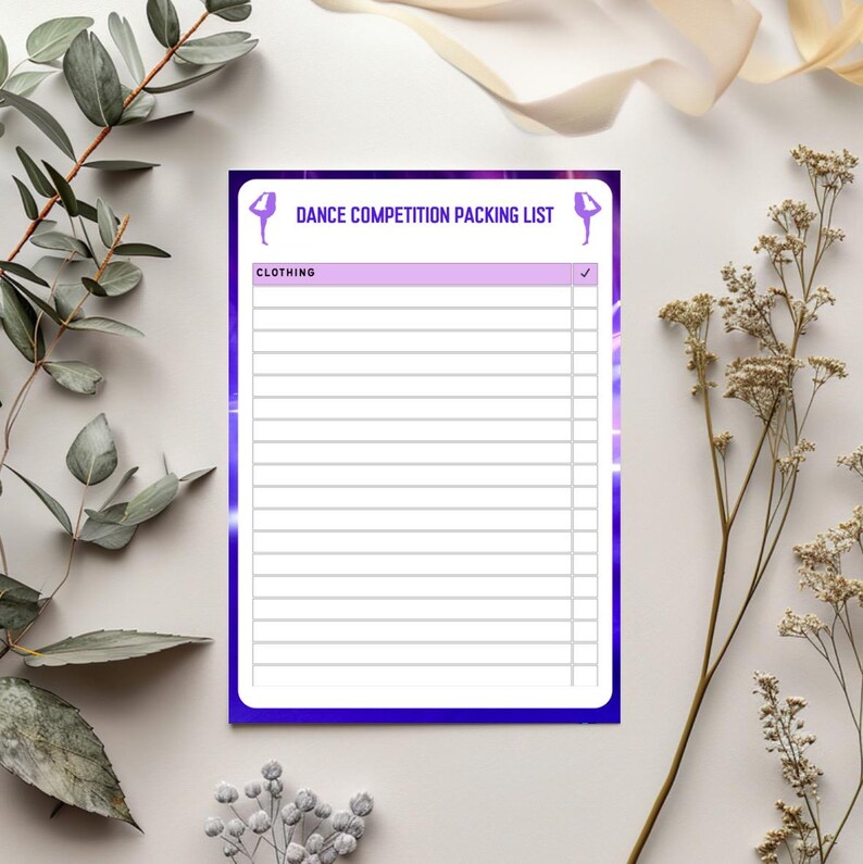 Editable Dance Competition Packing List Printable | Dance Checklist ...