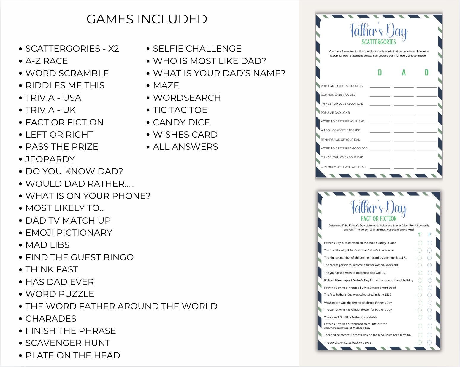 Father's Day Game Bundle | Printable Father's Day Games for Kids and ...