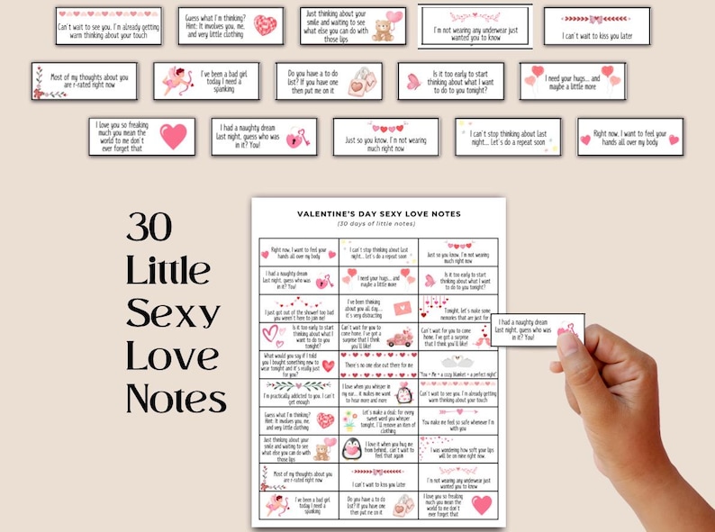 Sexy Love Notes Printable, Sexy Lunchbox Notes, Sexy Love Messages for ...