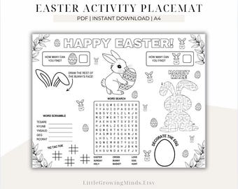 Easter Activity Placemat Printable, Happy Easter Craft Coloring Page ...