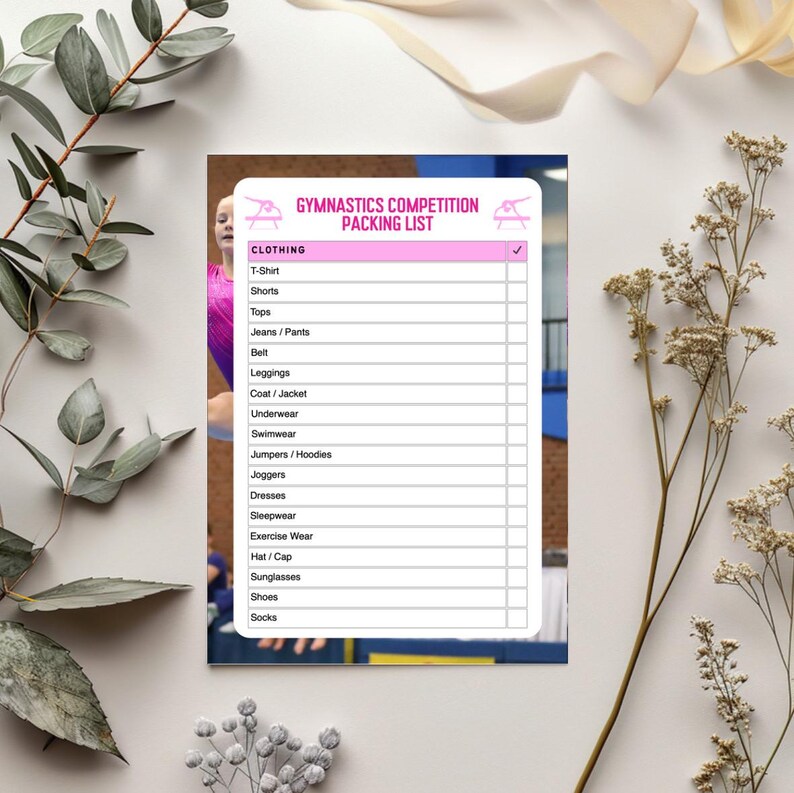 Editable Gymnastics Competition Packing List Printable | Gymnastics ...