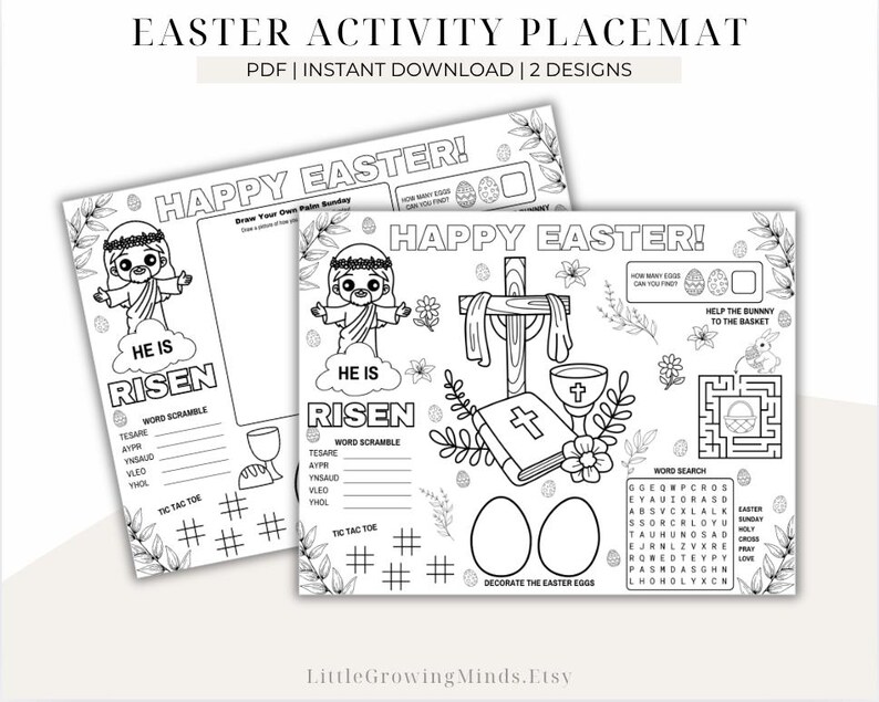 Printable Easter Story Activity Placemat, Easter Coloring Page for Kids ...