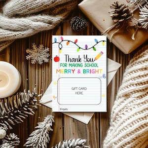 Printable Teacher Christmas Gift Card Holders, Editable Christmas ...