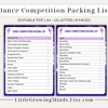 Dance Competition Packing List Printable, Checklist for Dancers ...