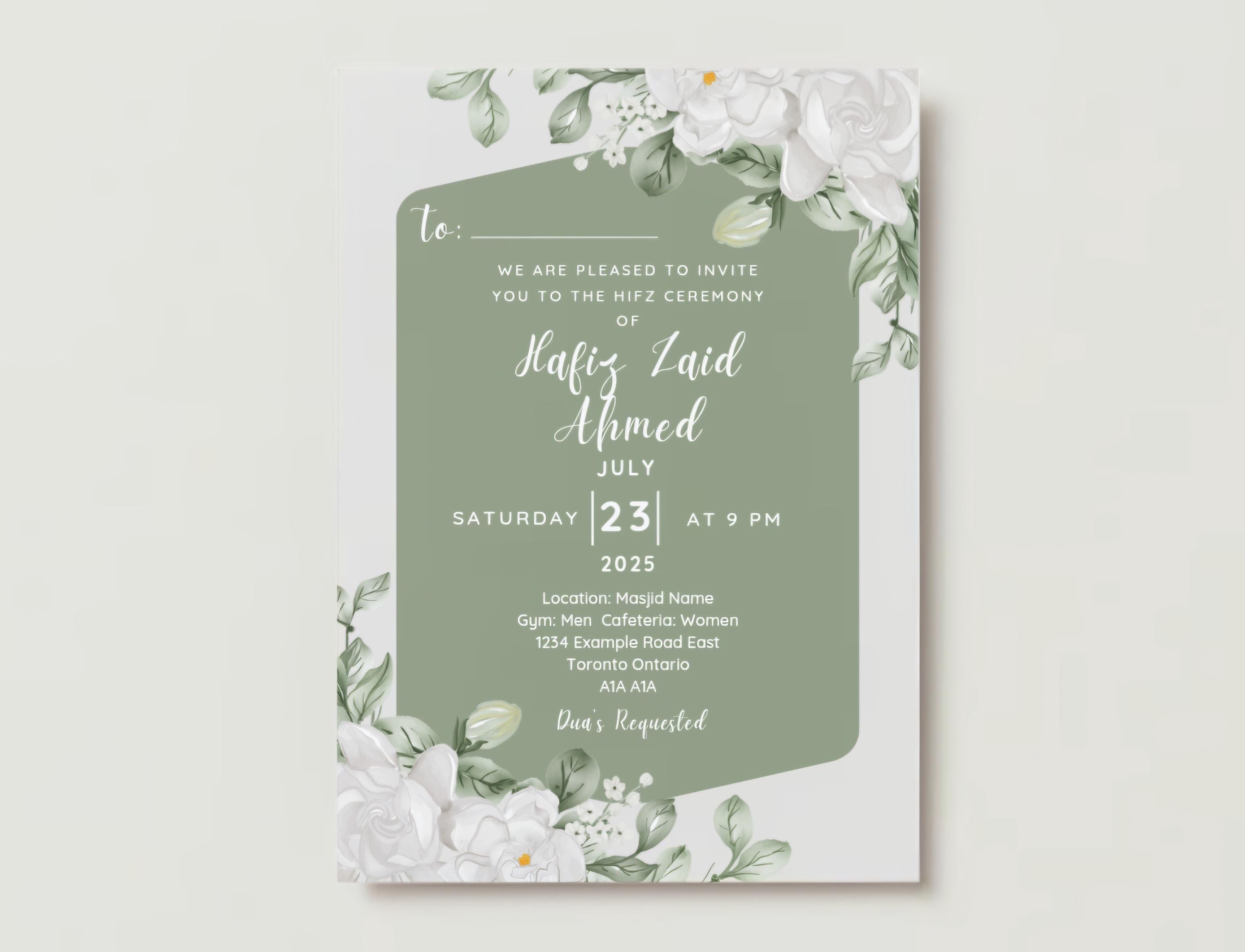 Islamic Hifz Ceremony Invitation Template - Digital - Etsy