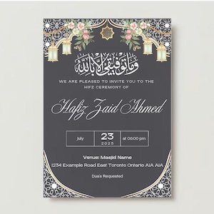 Editable Hifz Graduation Invitation Template black & White - Etsy