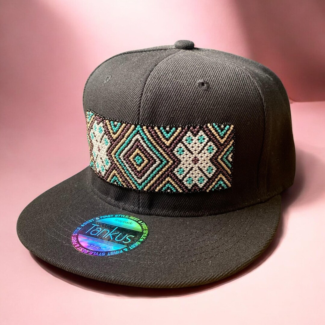 Huichol Art Snapback Hat Eye of God and Peyotl gorra Con Arte Huichol ...