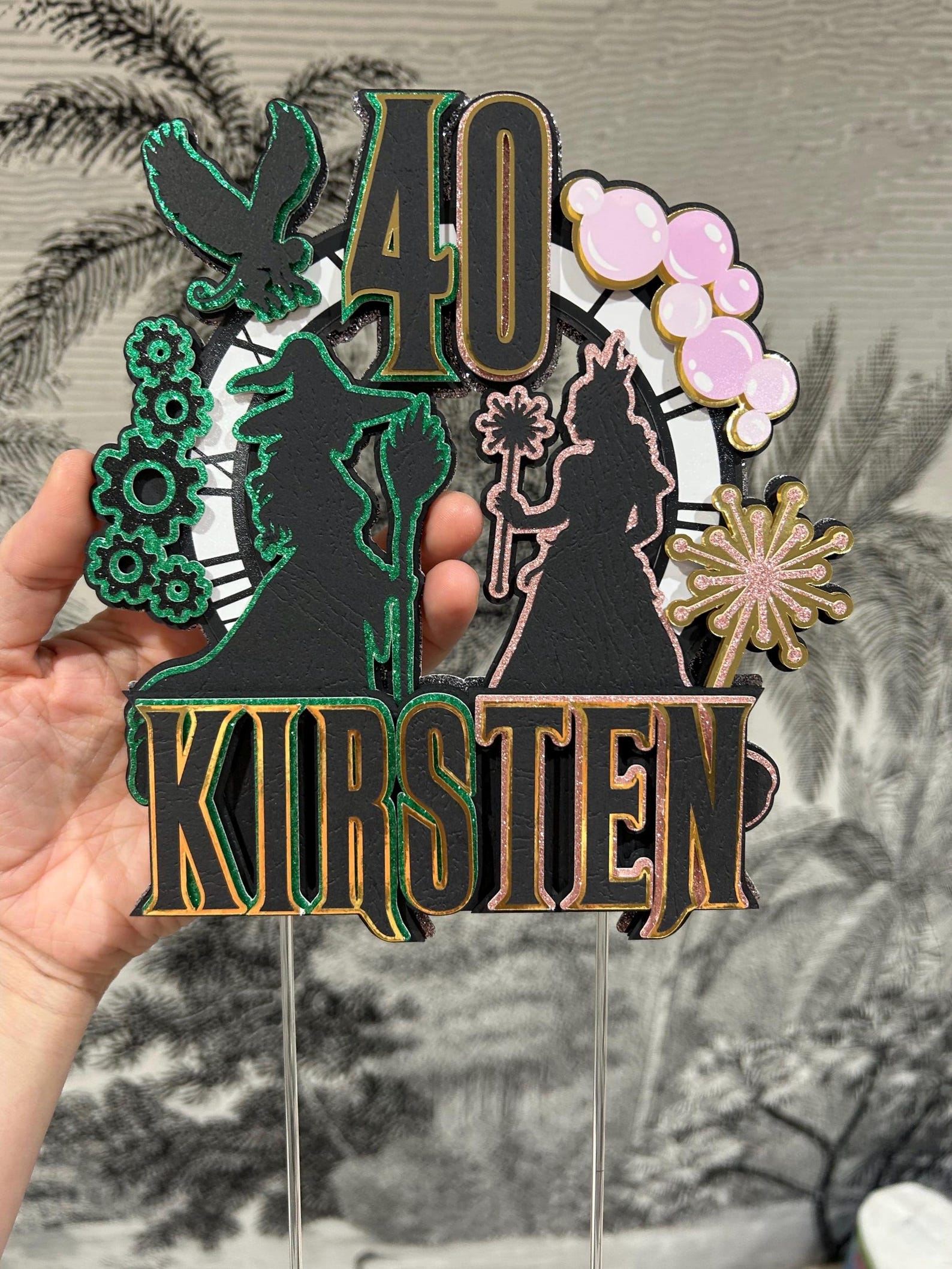 Wicked Cake Topper 3D Layered Elphaba Glinda Personalised Custom - Etsy