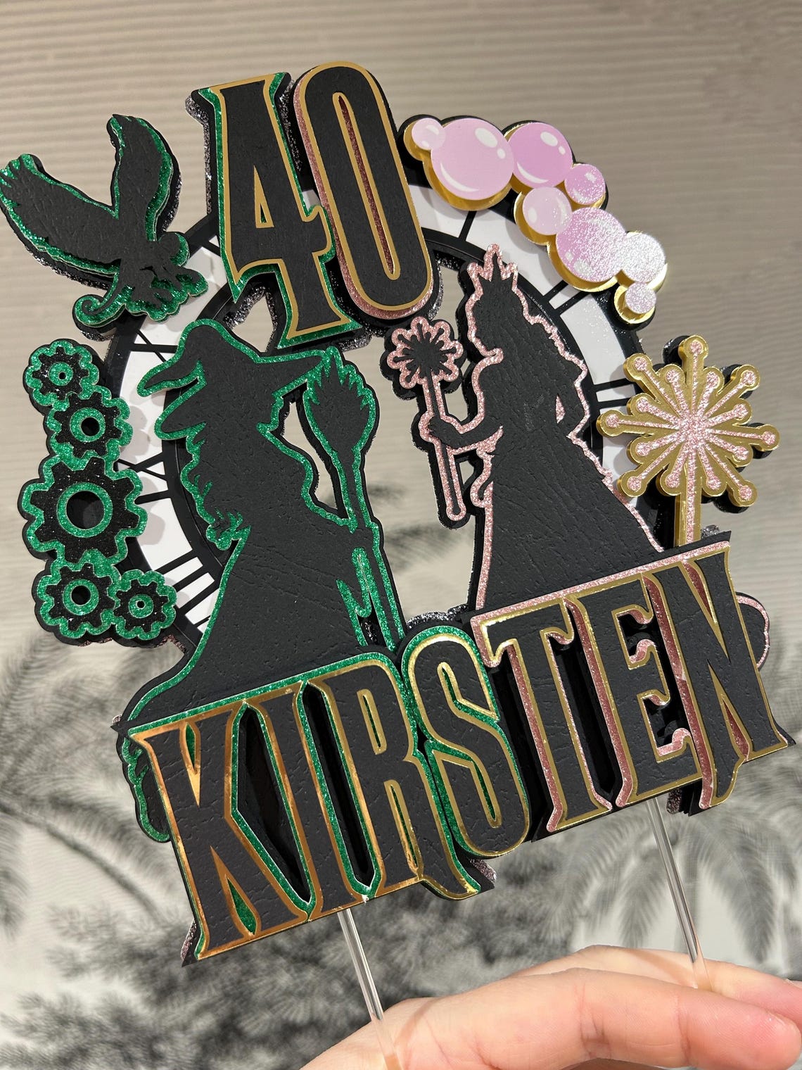 Wicked Cake Topper 3D Layered Elphaba Glinda Personalised Custom - Etsy