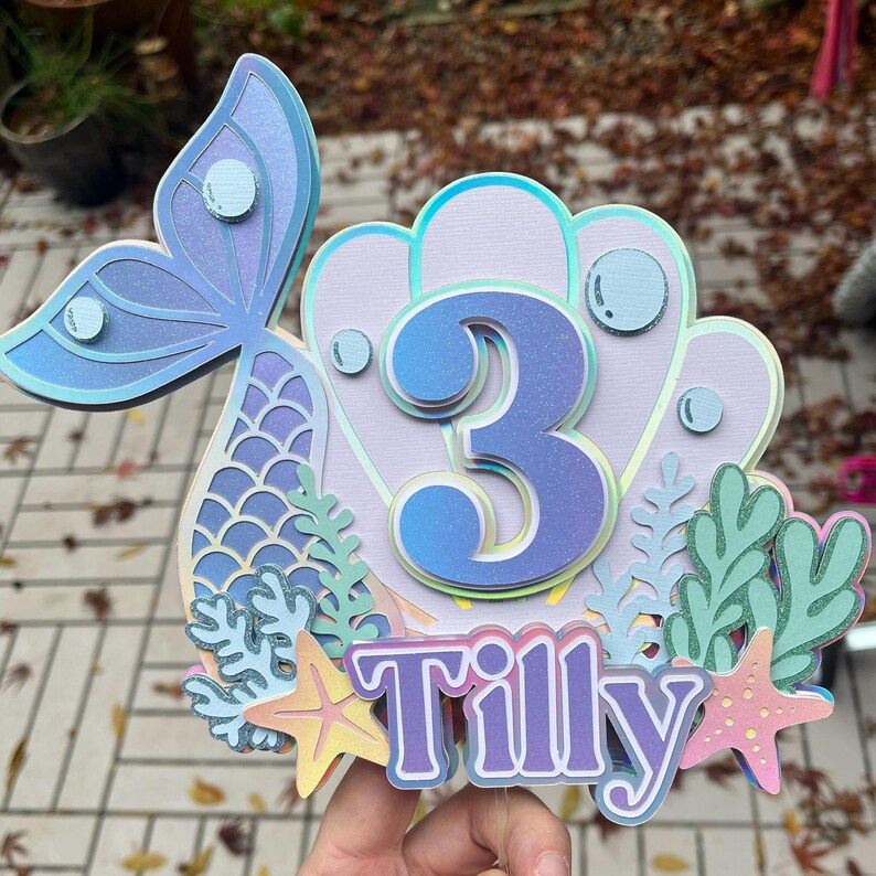 Mermaid Theme Cake Topper Personalised Custom Under the Sea - Etsy