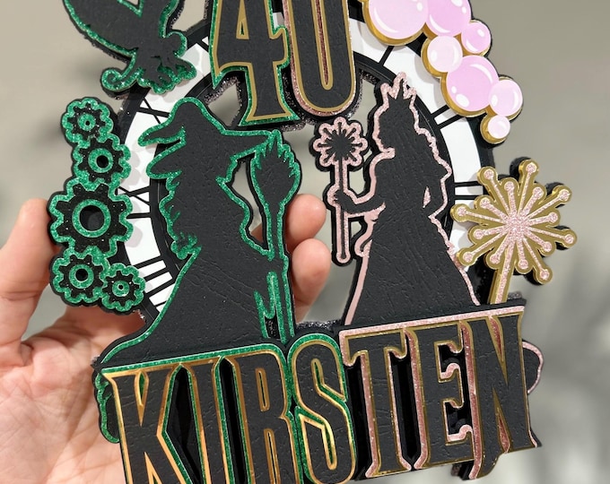 Wicked Cake Topper 3D Layered Elphaba Glinda Personalised Custom - Etsy