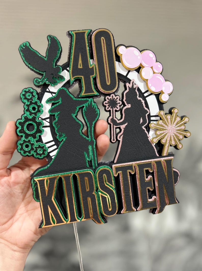 Wicked Cake Topper 3D Layered Elphaba Glinda Personalised Custom - Etsy