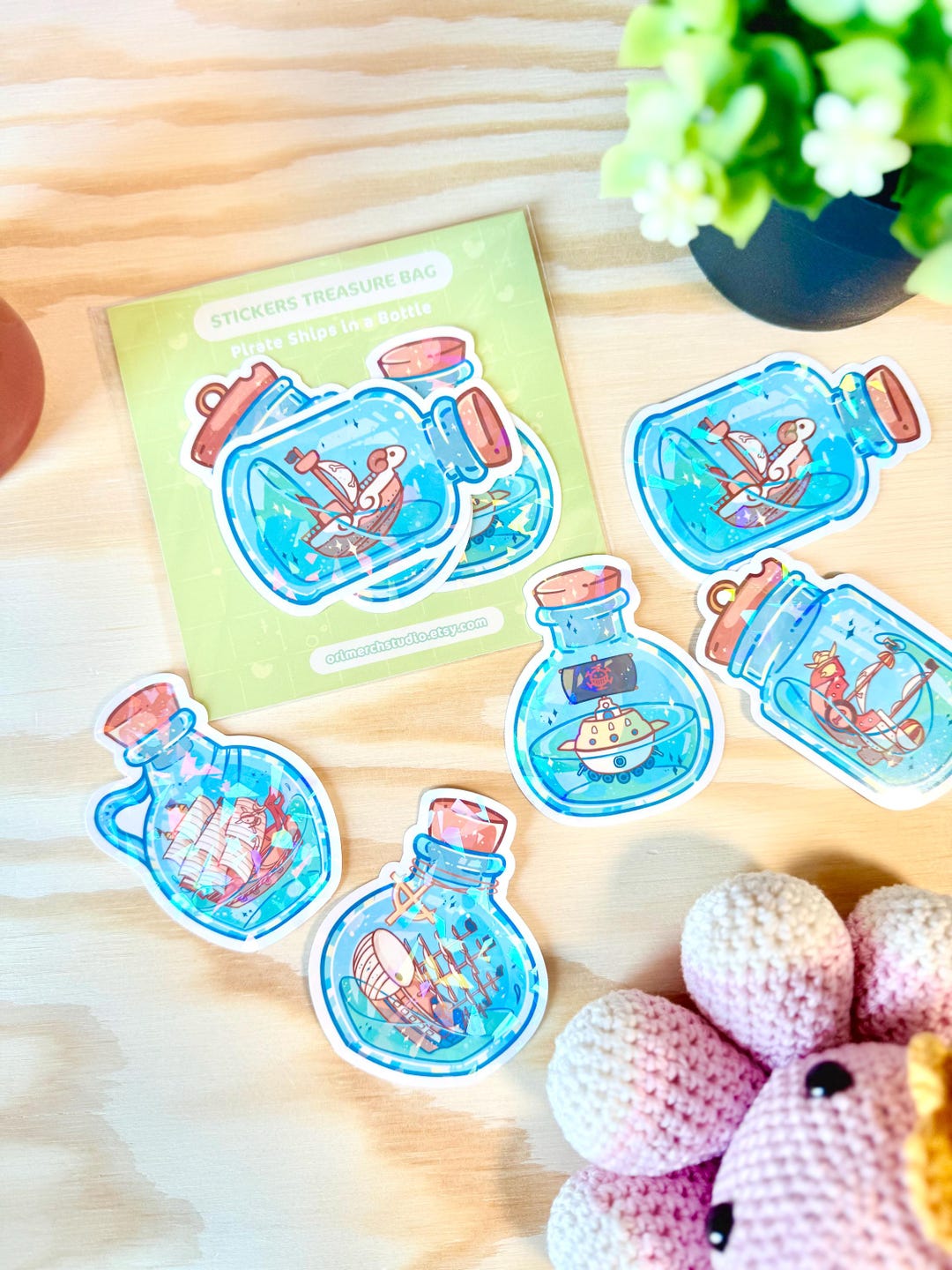 Ship in a Bottle Stickers | Pirate Ships Stickers | Vinyl Stickers - Etsy