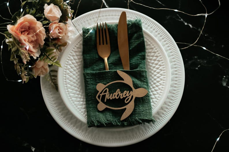 Personalized Turtle Place Cards Custom Wood Tropical Place Setting - Etsy