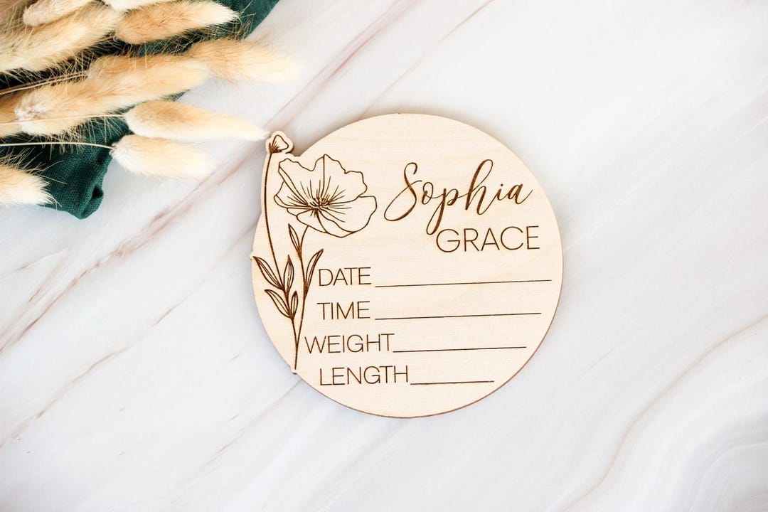 Personalized Baby Birth Sign – Custom Wooden Name Plaque – Newborn ...