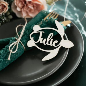 Personalized Turtle Place Cards - Custom Wood Tropical Place Setting - Etsy