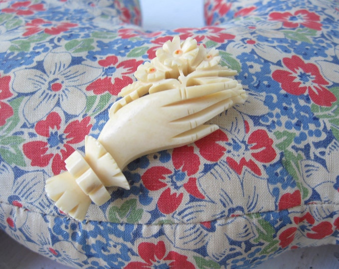 Victorian Friendship Brooch, Hand With Flowers, Carved Ivory, 1890's - Etsy