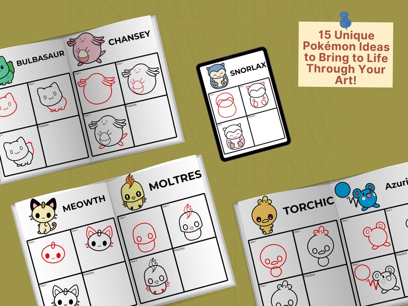 How to Draw Pokemon in 3 Easy Steps Tutorial for Kids | Printable ...
