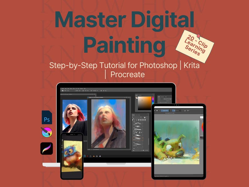 Digital Painting Tutorial: Procreate, Photoshop, Krita (20-clip Series) - Etsy