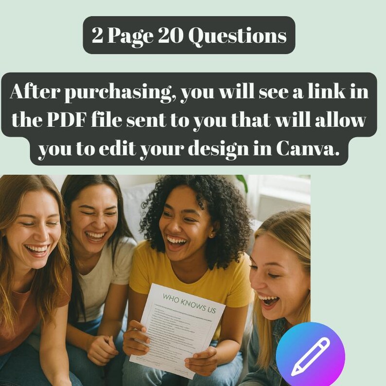 Editable Who Knows Us Best? Friends Party Game – 2-page Canva Template ...