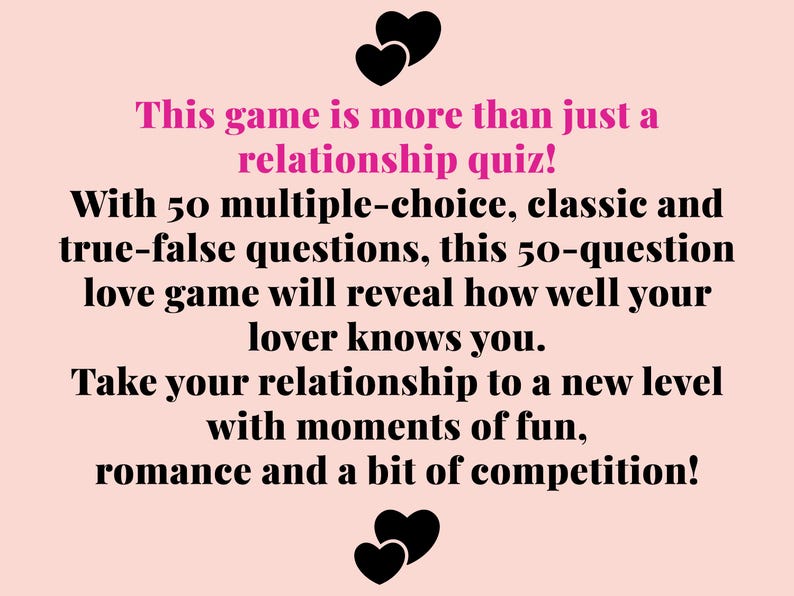 Relationship Quiz Printable - Fun Couple Game for Date Night ...