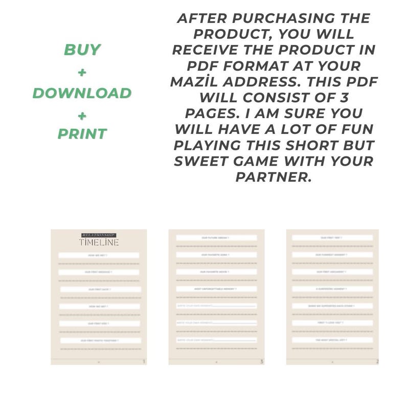 Relationship Timeline Game Printable – Couple Memory Journal – First ...