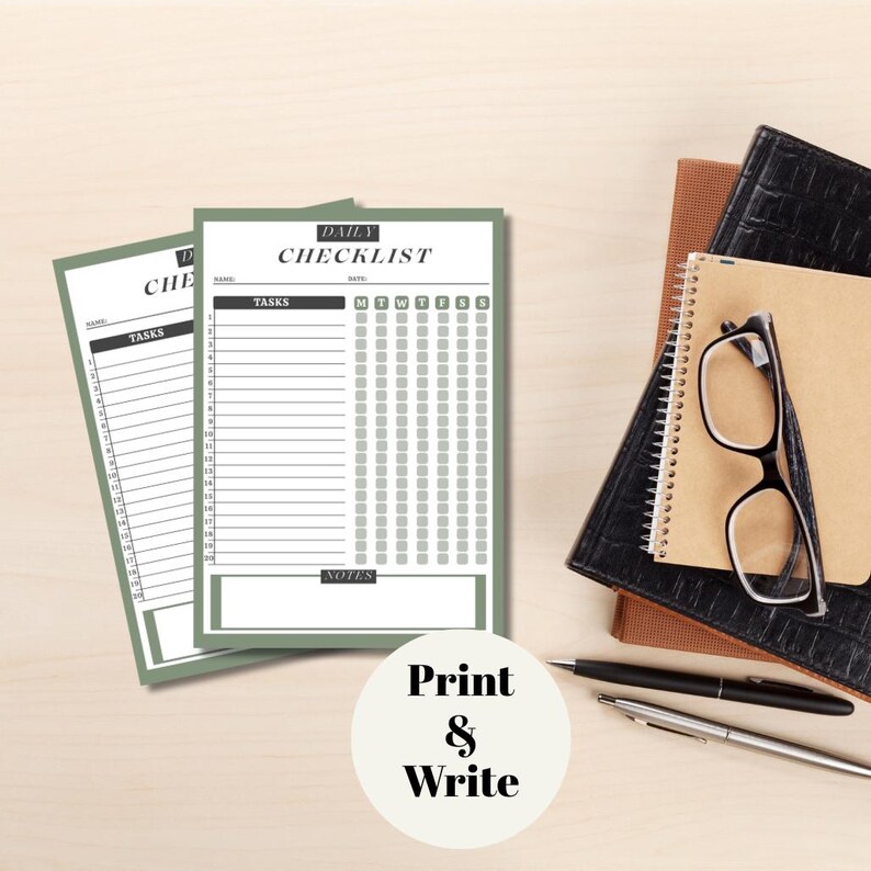 Editable Daily Checklist: Printable Planner, To-do List (PDF Download ...