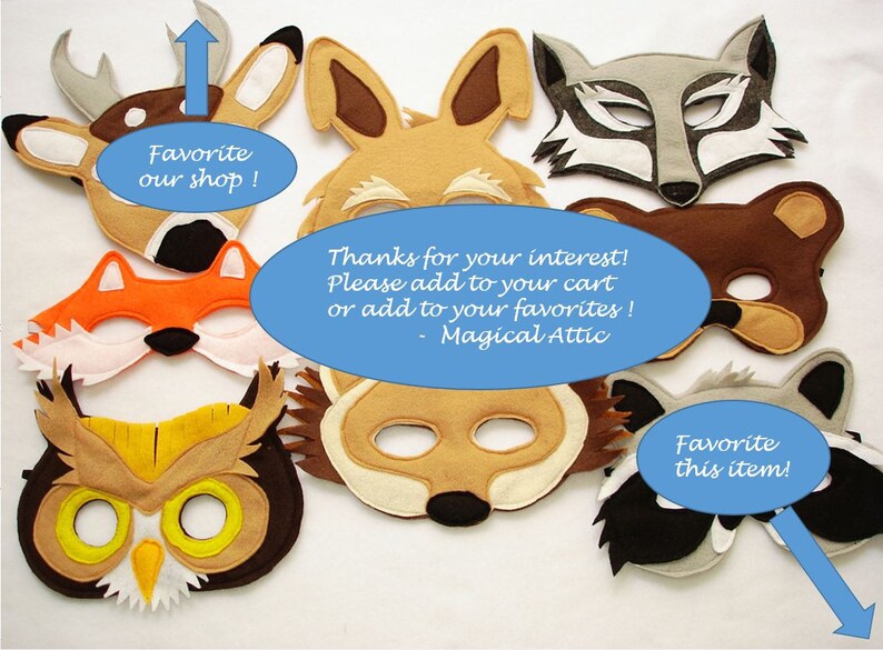 Children's Woodland Animals Felt Mask Super Combo of 8 - Etsy UK
