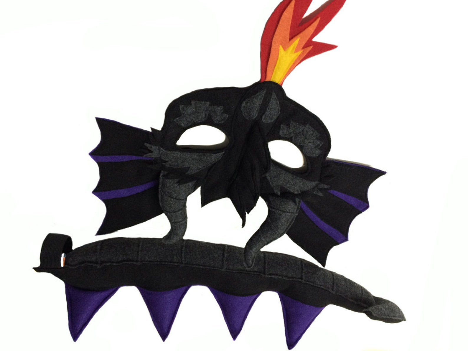 BLACK DRAGON Felt Animal Mask and Tail Set for Children - Etsy
