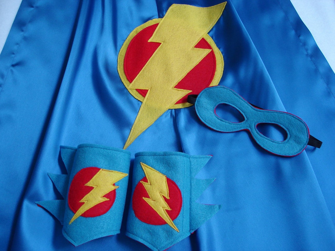 Children's Custom Superhero Lightning Bolt Cape Including Matching Mask ...