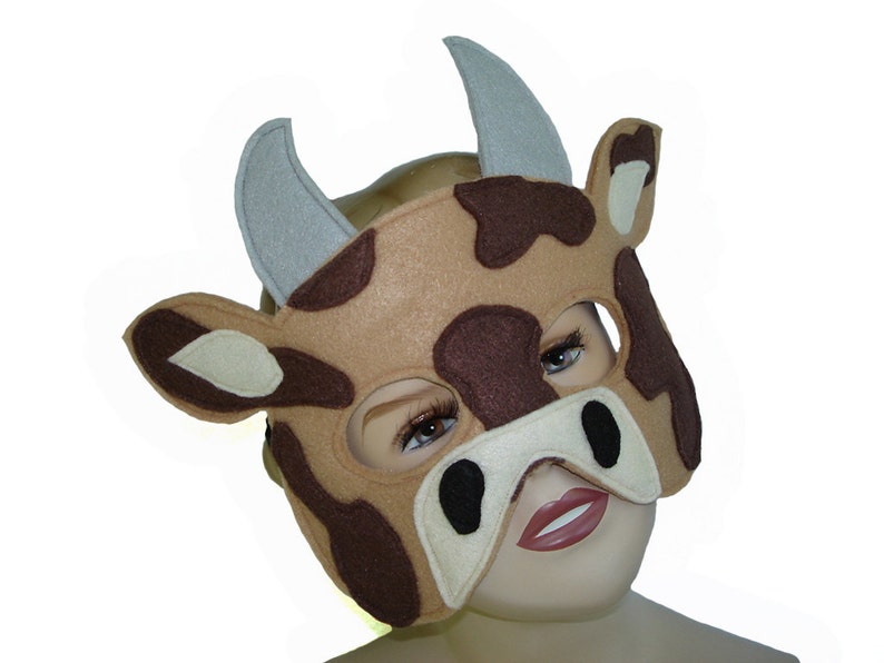 Children's Brown COW Farm Animal Felt Mask - Etsy