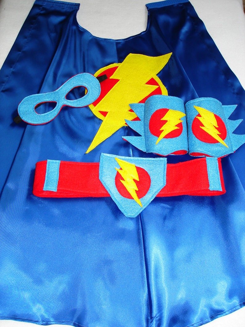 Children's Custom Superhero Lightning Bolt Cape Including Matching Mask ...