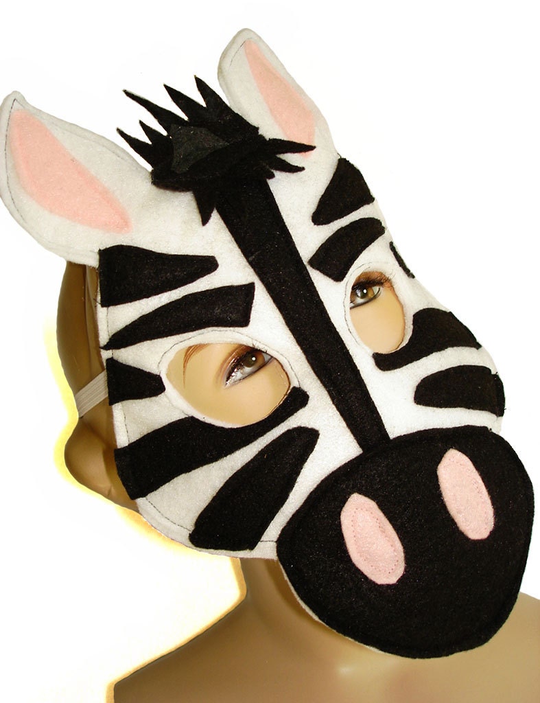 Children's Safari Animal ZEBRA Felt Mask - Etsy