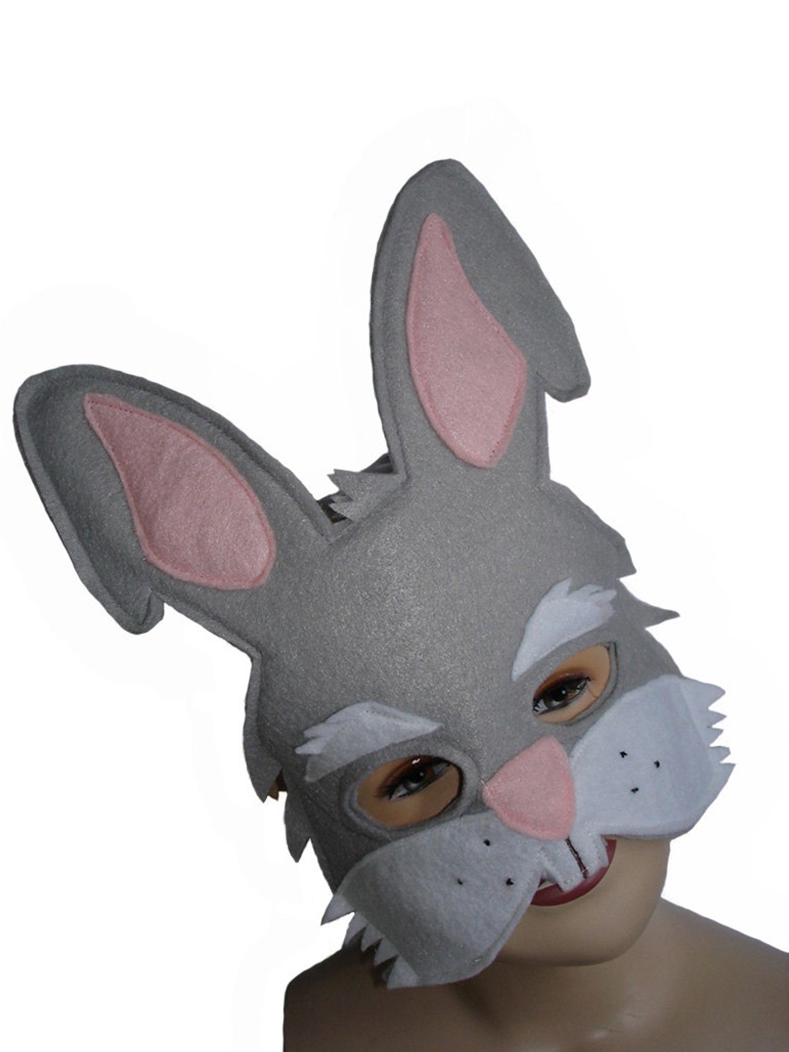 Children's Grey RABBIT Felt Mask - Etsy