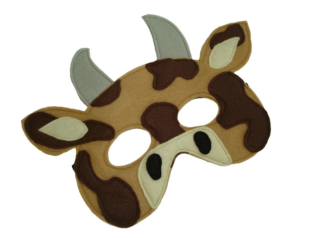 Children's Brown COW Farm Animal Felt Mask | Etsy