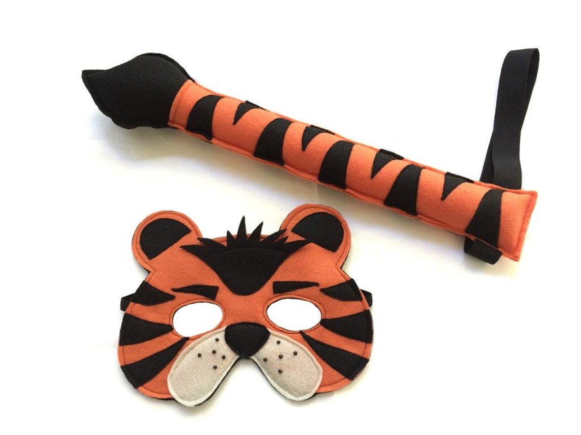 Children's Safari Jungle TIGER Animal Felt Costume Set Mask Tail and ...