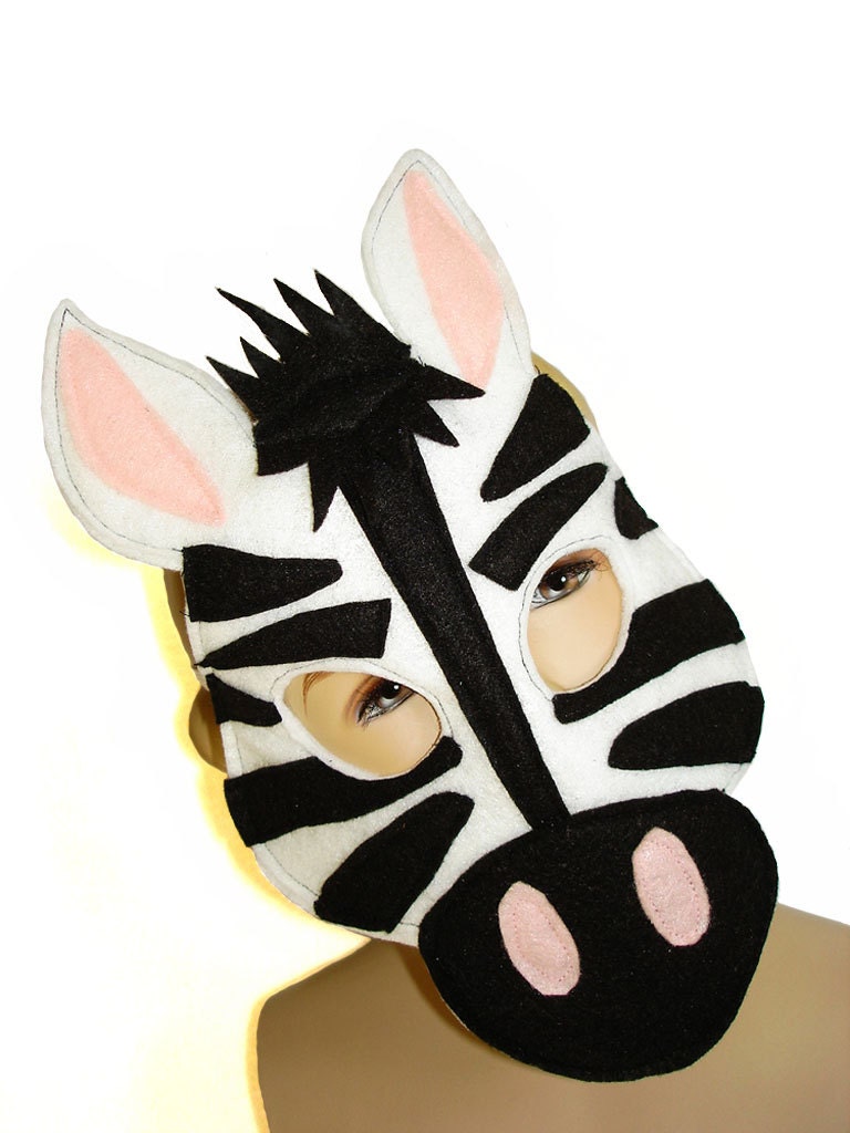 Children's Safari Animal ZEBRA Felt Mask - Etsy