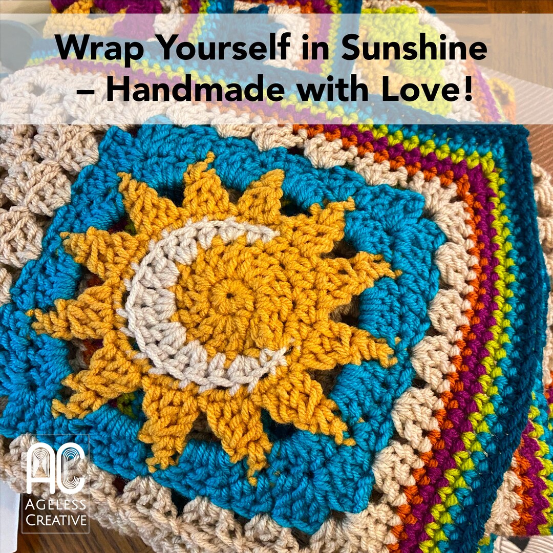 Crochet Afghan – Sun & Moon Granny Square Blanket, Handmade Gift of ...